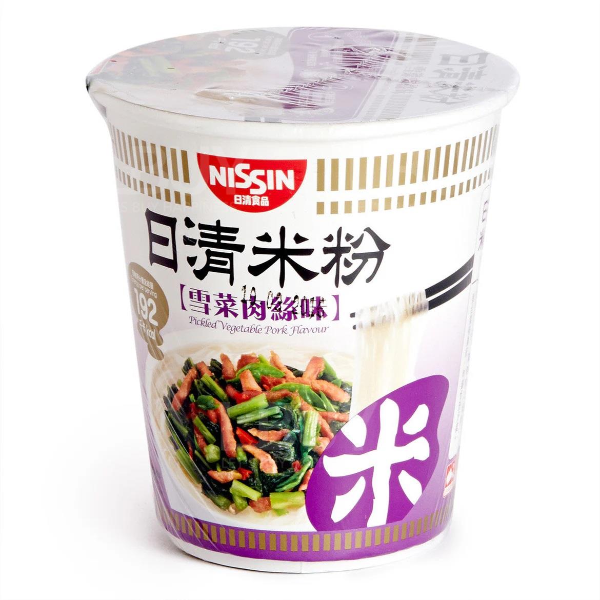 NISSIN-Nissin Rice Vermicelli Cup Pickled Vegetable Pork Flavour 64g